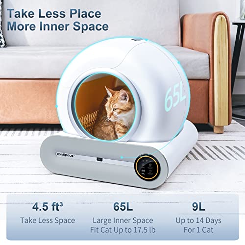 Comfipaws Self Cleaning Cat Litter Box Automatic Kitty Litter Box for Multiple Cats, Auto Clean Robot Cat Litter Box with APP Control & Ionic Deodorizer, Large Smart Cat Toilet with Mat, Liner, Brush