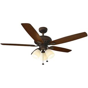 hampton bay 51751 rockport 52″ indoor oil rubbed bronze ceiling fan w/light kit