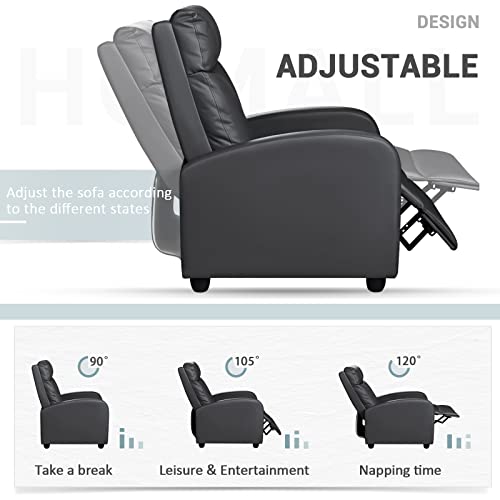 Homall Recliner Chair Padded Seat Pu Leather for Living Room Single Sofa Recliner Modern Recliner Seat Club Chair Home Theater Seating (Black)