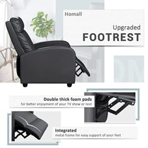 Homall Recliner Chair Padded Seat Pu Leather for Living Room Single Sofa Recliner Modern Recliner Seat Club Chair Home Theater Seating (Black)