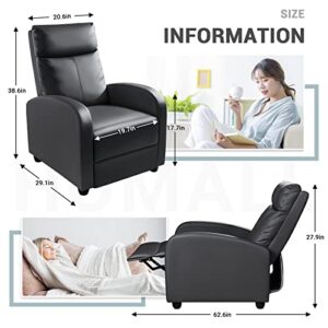 Homall Recliner Chair Padded Seat Pu Leather for Living Room Single Sofa Recliner Modern Recliner Seat Club Chair Home Theater Seating (Black)