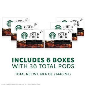 Starbucks Cold Brew Coffee | Signature Black Single-Serve Concentrate Pods (Total 36 capsules) 6 capsule each | Pack of 6