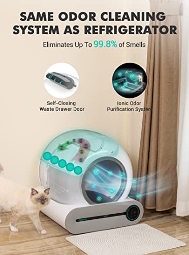 (2023 New) Famree Pet Smart Self-Cleaning Cat Litter Box, Automatic Cat Litter Cleaning Robot with 65L+9L Large Capacity/APP Control/Ionic Deodorizer for Multiple Cats