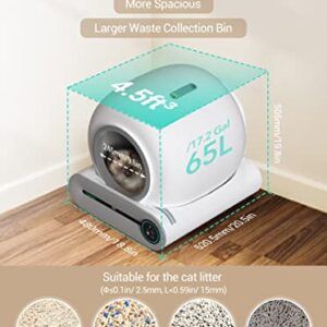 (2023 New) Famree Pet Smart Self-Cleaning Cat Litter Box, Automatic Cat Litter Cleaning Robot with 65L+9L Large Capacity/APP Control/Ionic Deodorizer for Multiple Cats