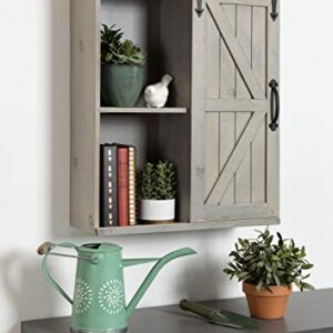 Kate and Laurel Cates Decorative Wood Wall Storage Cabinet with Sliding Barn Door, Rustic Gray