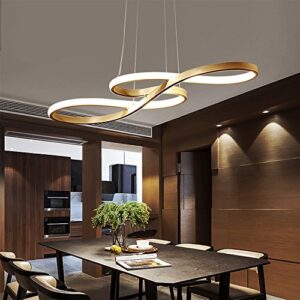 led chandelier lighting fixture dimmable pendant light with remote control modern flush mount chandelier adjustable kitchen island hanging lamp painting lamp for dining table office bedroom (gold)