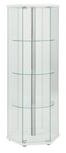 coaster home furnishings zahavah 4-shelf hexagon shaped curio cabinet white and clear