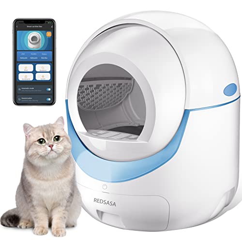 REDSASA Self Cleaning Cat Litter Box for Multiple Cats, Automatic Cat Litter Box with APP Control, Auto Clean Robot Litter Box Compatible for Various Cat Litters…