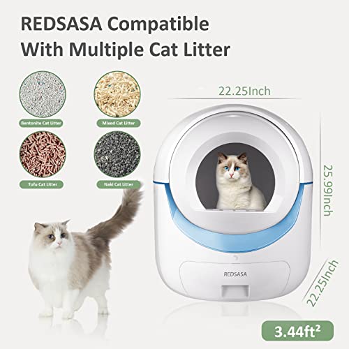 REDSASA Self Cleaning Cat Litter Box for Multiple Cats, Automatic Cat Litter Box with APP Control, Auto Clean Robot Litter Box Compatible for Various Cat Litters…