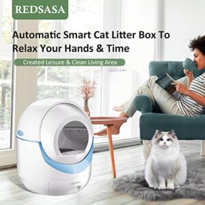 REDSASA Self Cleaning Cat Litter Box for Multiple Cats, Automatic Cat Litter Box with APP Control, Auto Clean Robot Litter Box Compatible for Various Cat Litters…