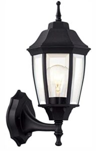 hampton bay lighting 14.5 in. black dusk to dawn decorative outdoor wall lantern (g14796-bk)