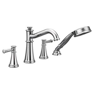 moen t9024 belfield two-handle diverter roman tub faucet includes hand shower, valve required, chrome