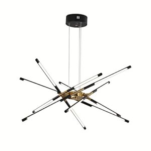 Modern Sputnik Chandeliers LED Chandelier Ceiling Light Black and Gold Chandelier Easy to Install Embedded Pendant Lights New Art Hanging Lamps for Dining Room,Kitchen,Bedroom,Living Room (12 Heads )