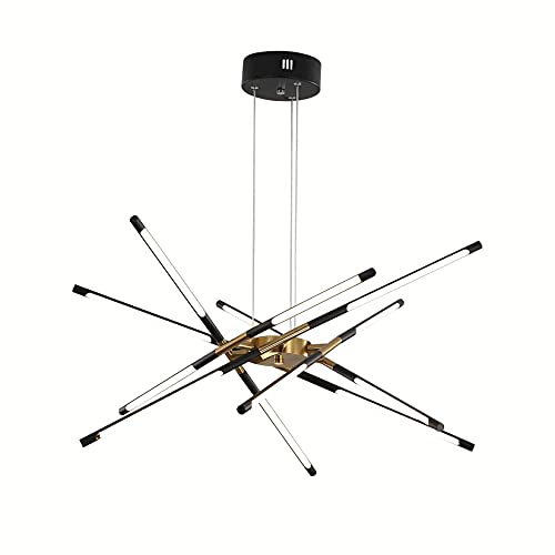 Modern Sputnik Chandeliers LED Chandelier Ceiling Light Black and Gold Chandelier Easy to Install Embedded Pendant Lights New Art Hanging Lamps for Dining Room,Kitchen,Bedroom,Living Room (12 Heads )