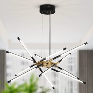 modern sputnik chandeliers led chandelier ceiling light black and gold chandelier easy to install embedded pendant lights new art hanging lamps for dining room,kitchen,bedroom,living room (12 heads )