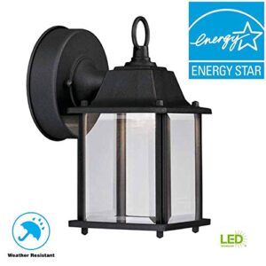 hampton bay black outdoor led wall lantern hb7002-05