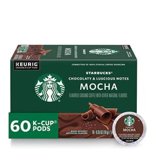 starbucks medium roast k-cup coffee pods — mocha for keurig brewers — 6 boxes (60 pods total)