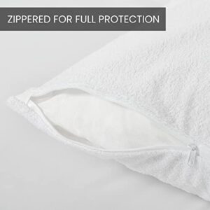 Everlasting Comfort Premium Waterproof Pillow Covers Standard Size (2 Pack) - White Pillow Case Protector Zippered to Prevent Bed Bugs, Dust Mites, & Allergens - Hypoallergenic Pillow Protectors