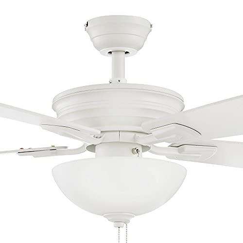 Wellston II 44 in. Indoor LED Matte White Dry Rated Downrod Ceiling Fan with Light Kit and 5 Reversible Blades