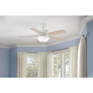 Wellston II 44 in. Indoor LED Matte White Dry Rated Downrod Ceiling Fan with Light Kit and 5 Reversible Blades