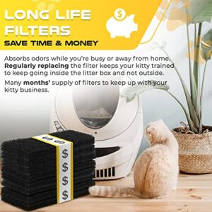 8 Pack Carbon Filters Compatible with Litter Robot 3 - Made in USA - Thick True Charcoal Absorbs Odors & Controls Moisture - Pet Safe, Non-Toxic, Free of VOCs - Keeps Home Smelling Fresh