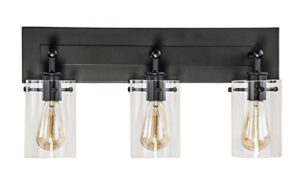 hampton bay lighting regan 21 in. 3-light espresso bronze bathroom vanity light with clear glass shades (ds19267)