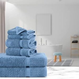 Mainstays Value 10-Piece Towel Set | 100% Light Terry Cotton (Office Blue)