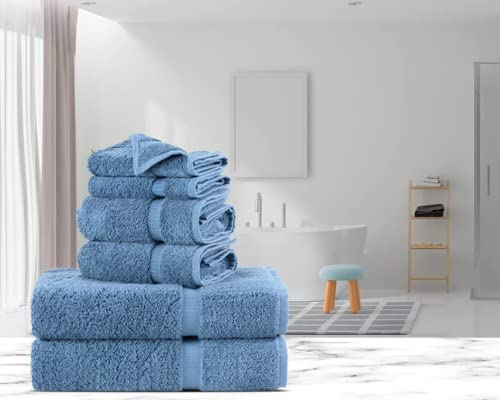 Mainstays Value 10-Piece Towel Set | 100% Light Terry Cotton (Office Blue)