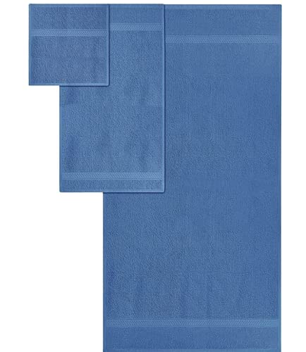 Mainstays Value 10-Piece Towel Set | 100% Light Terry Cotton (Office Blue)