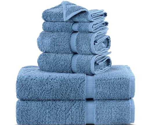 Mainstays Value 10-Piece Towel Set | 100% Light Terry Cotton (Office Blue)