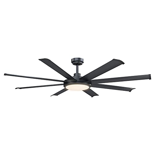 Parrot Uncle Ceiling Fans with Lights and Remote 60 Inch Black Ceiling Fan with Light LED Outdoor Ceiling Fans for Covered Patios, 6-Speed, Reversible DC Motor