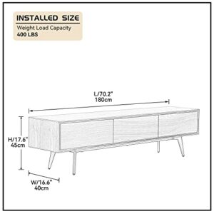 WILLIAMSPACE 70.2" Mid-Century Modern TV Stand for TVs up to 75 inch, TV Console Media Cabinet with Storage, Home Entertainment Center for Living Room Office (Walnut)