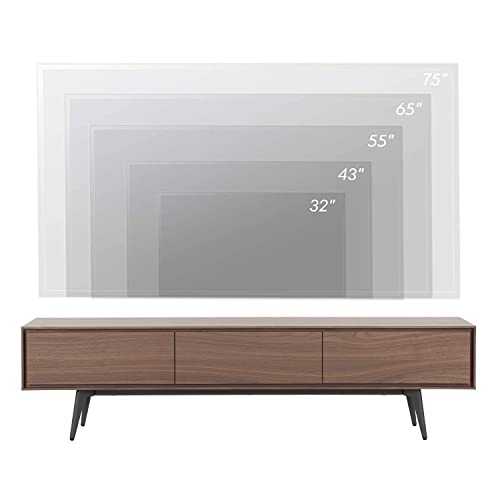 WILLIAMSPACE 70.2" Mid-Century Modern TV Stand for TVs up to 75 inch, TV Console Media Cabinet with Storage, Home Entertainment Center for Living Room Office (Walnut)