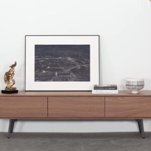 WILLIAMSPACE 70.2" Mid-Century Modern TV Stand for TVs up to 75 inch, TV Console Media Cabinet with Storage, Home Entertainment Center for Living Room Office (Walnut)