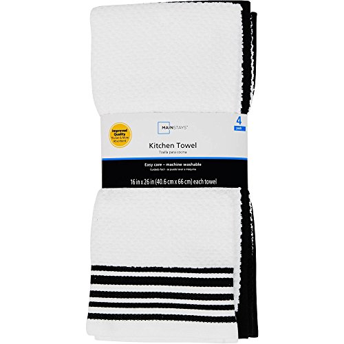 Mainstay Kitchen Towels - Set of 4 (Black, White)