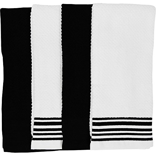 Mainstay Kitchen Towels - Set of 4 (Black, White)