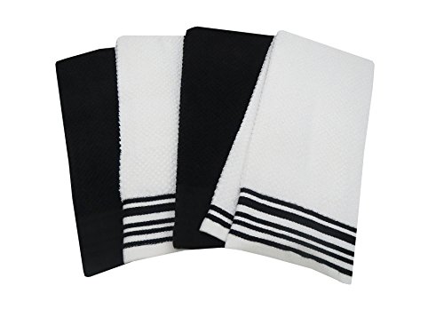 Mainstay Kitchen Towels - Set of 4 (Black, White)