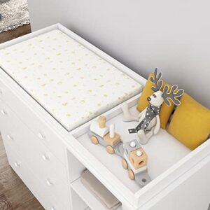 AIEGLE Nursery Dresser with Changing Table Top, White Changing Table with 5 Drawers & Storage Shelves, Wood Dresser Organizer for Nursery Bedroom (47.6" L x 19.7" W x 36.1" H)