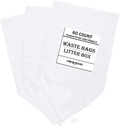 WECATION Replacement Waste Drawer Liners Compatible with Litter Bag Robot 3, 60 Count Waste Bags, 9-11 Gallons