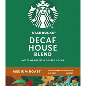 Starbucks Decaf House Blend Coffee K-Cup Pods, Medium Roast Decaffeinated Ground Coffee K-Cups for Keurig Brewing System, 10 CT K-Cups/Box (Pack of 3 Boxes)