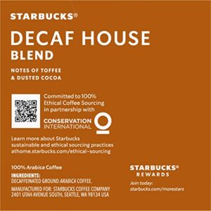 Starbucks Decaf House Blend Coffee K-Cup Pods, Medium Roast Decaffeinated Ground Coffee K-Cups for Keurig Brewing System, 10 CT K-Cups/Box (Pack of 3 Boxes)