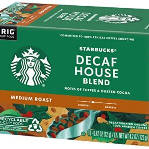 Starbucks Decaf House Blend Coffee K-Cup Pods, Medium Roast Decaffeinated Ground Coffee K-Cups for Keurig Brewing System, 10 CT K-Cups/Box (Pack of 3 Boxes)