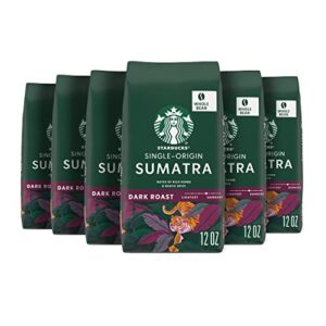 starbucks dark roast whole bean coffee — sumatra — 100% arabica — 6 bags (12 oz. each)