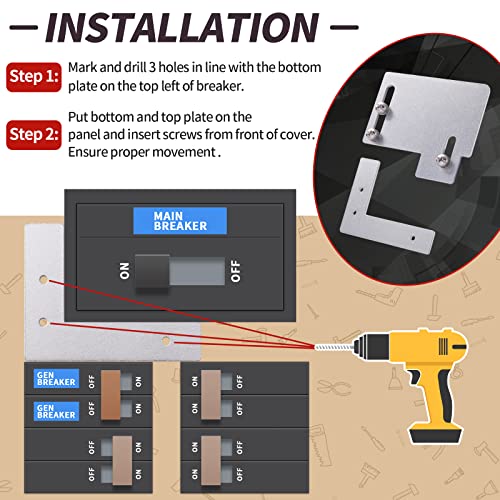 Generator Interlock-Kit for Eaton-Cutler-Hammer Panel - Fit 1-1/2" Space on Main &Branch EAT-CH Series 150 or 200amp Only Main Circuit TAN Breaker Box, Safety Manual Electric Lockout, UL Tested