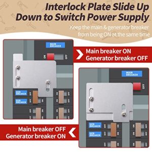 Generator Interlock-Kit for Eaton-Cutler-Hammer Panel - Fit 1-1/2" Space on Main &Branch EAT-CH Series 150 or 200amp Only Main Circuit TAN Breaker Box, Safety Manual Electric Lockout, UL Tested