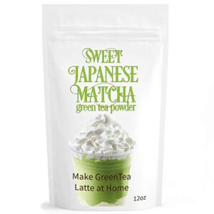 sweet japanese matcha latte green tea powder mix – 12oz homemade green matcha tea latte or frappe (ceremonial grade)