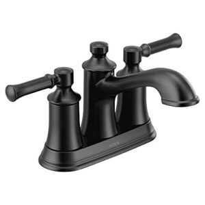 moen 6802bl dartmoor two-handle low arc bathroom faucet, matte black