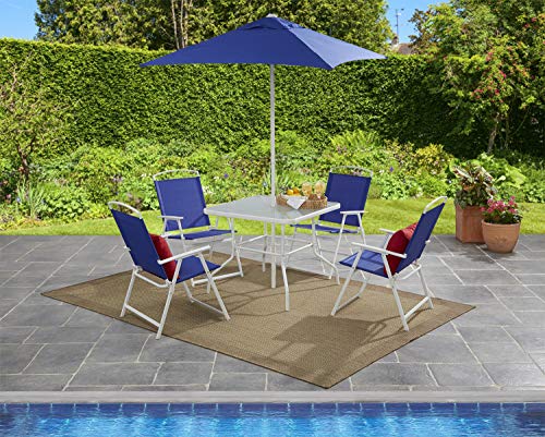 Mainstays Albany Lane 6 Piece Outdoor Patio. Dining Set (Blue), 47.05 x 6.10 x 37.01 Inches