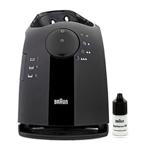 braun clean & charge station for pulsonic series 7 shavers (black) with shaver oil (2 items)