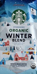 starbucks organic coffee winter blend whole bean medium roast arabica, chocolate, 40 oz